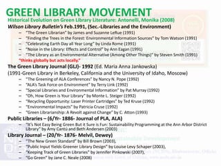 Feed Green to Read Green: Green Library Movement for Sustainable ...