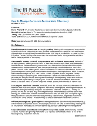 How to Manage Corporate Access More Effectively | PDF | Financial ...