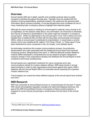 NIRI White Paper: The Annual Report | PDF