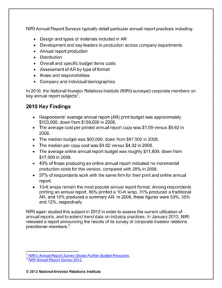 NIRI White Paper: The Annual Report | PDF