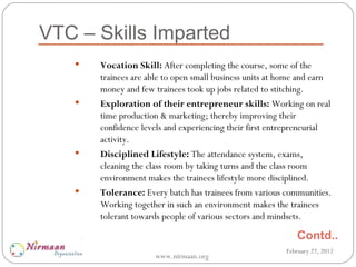 Nirmaan vtc | PPT | Vocational Training | Careers