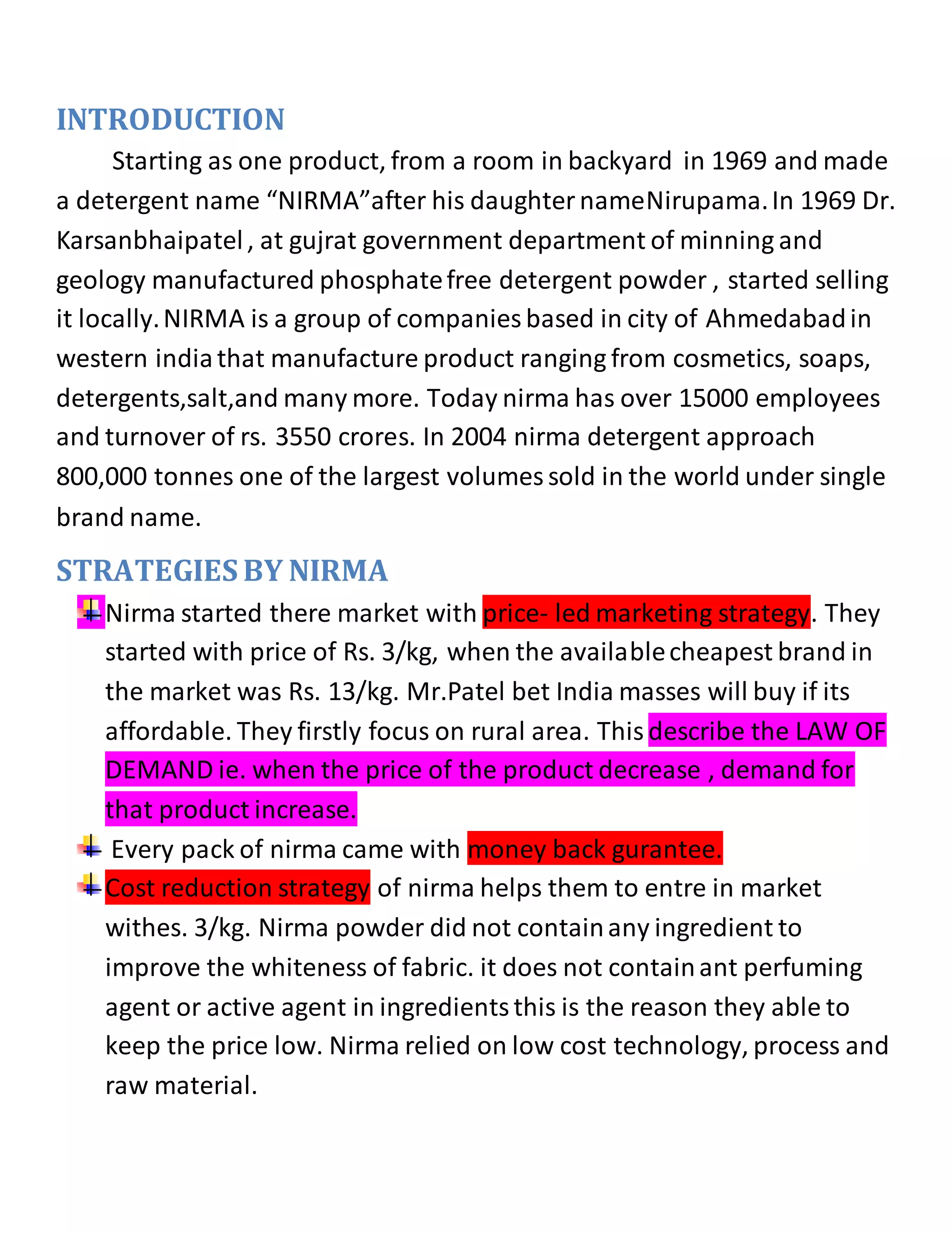 Nirma case study | DOCX
