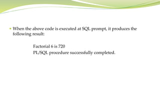 Procedure and Functions in pl/sql | PPTX