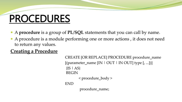 Procedure and Functions in pl/sql | PPTX