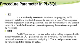 Procedure and Functions in pl/sql | PPTX