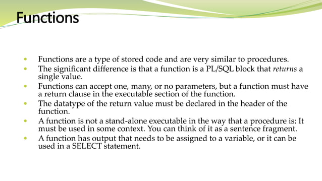 Procedure and Functions in pl/sql