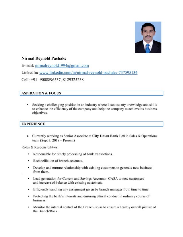 NIRMAL REYNOLD CV | PDF