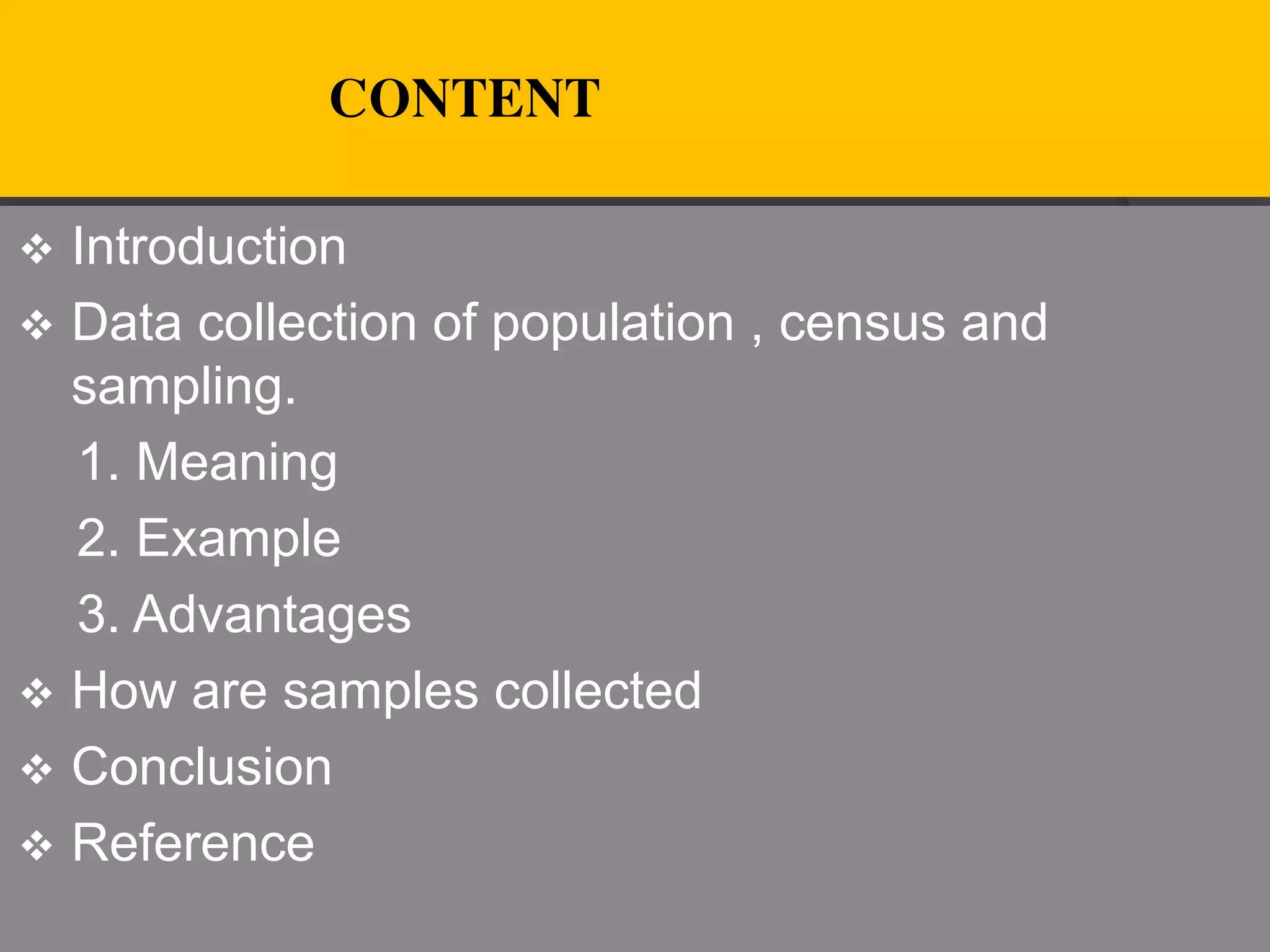 POPULATION, CENSUS AND SAMPLING ITS MEANING AND ADVANTAGES | PPTX