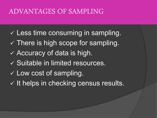 POPULATION, CENSUS AND SAMPLING ITS MEANING AND ADVANTAGES | PPTX