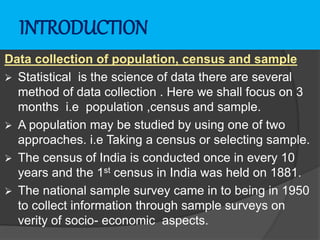 POPULATION, CENSUS AND SAMPLING ITS MEANING AND ADVANTAGES | PPTX