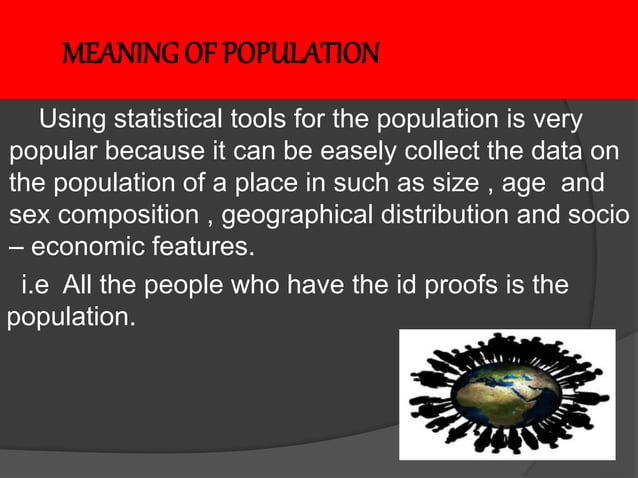 POPULATION, CENSUS AND SAMPLING ITS MEANING AND ADVANTAGES | PPTX
