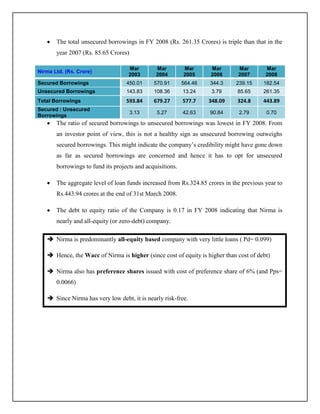 Nirma Limited Capital Structure | PDF