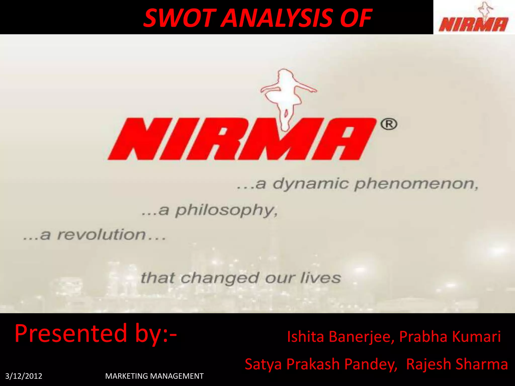 Nirma swot analysis | PPTX