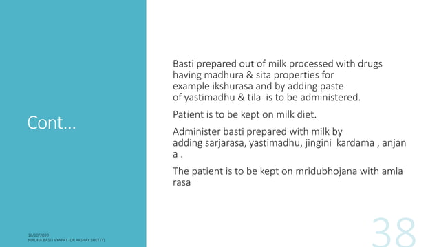 Niruha basti vyapat | PPTX | Ear, Nose and Throat Conditions | Diseases ...