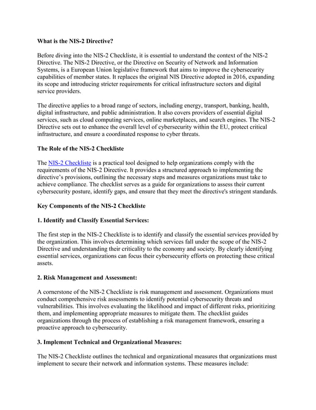 NIS-2 Checkliste.pdf.................... | PDF | Technology Industry | Industries
