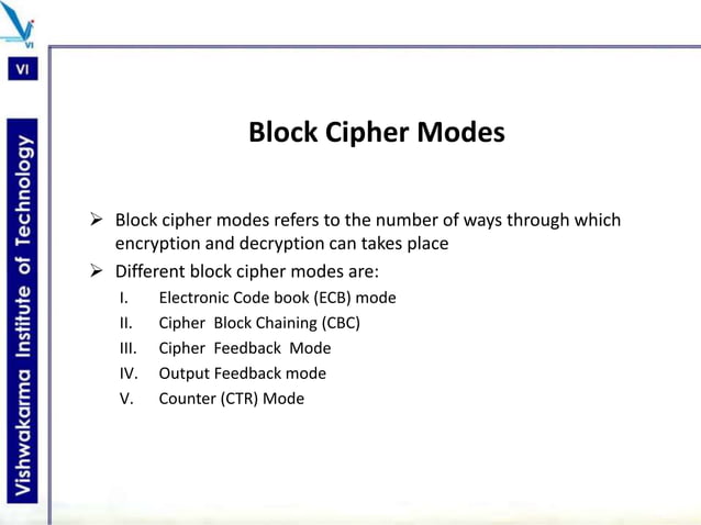 NIS block cipher modes network and information security | PPT