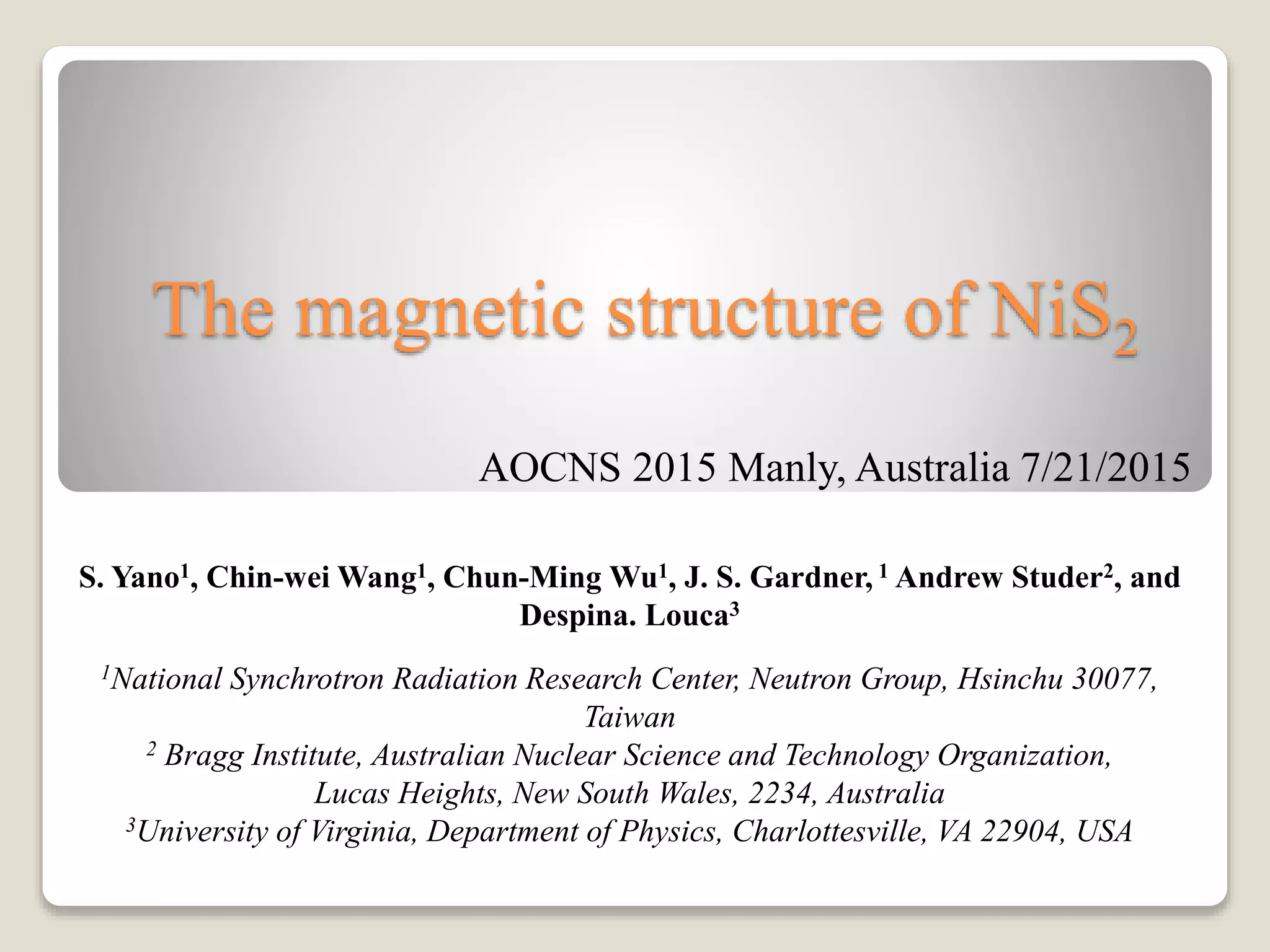 The magnetic structure of NiS2 | PPT
