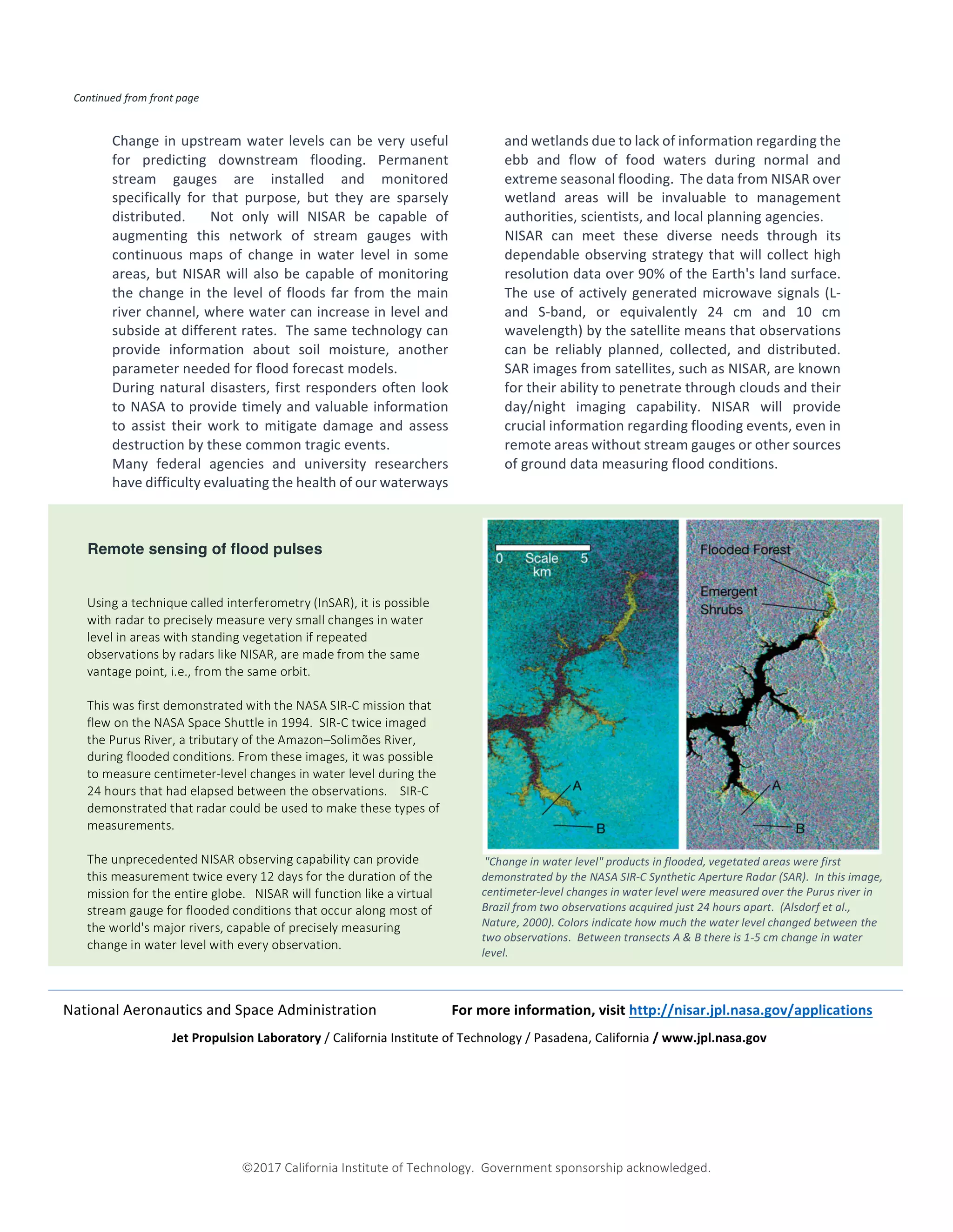 NISAR NASA-ISRO Synthetic Aperture Radar (NISAR) Flood Forecasting | PDF