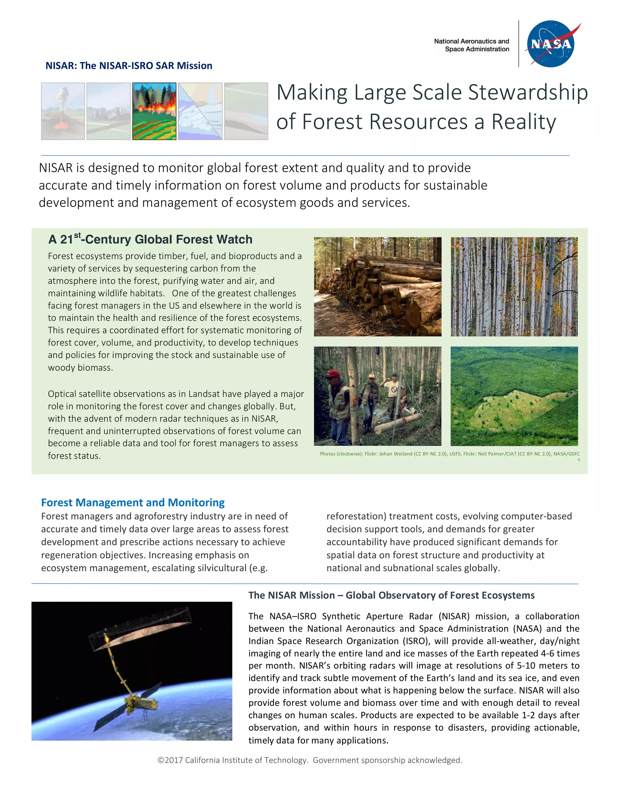 NISAR NASA-ISRO Synthetic Aperture Radar (NISAR) Forest Resources | PDF