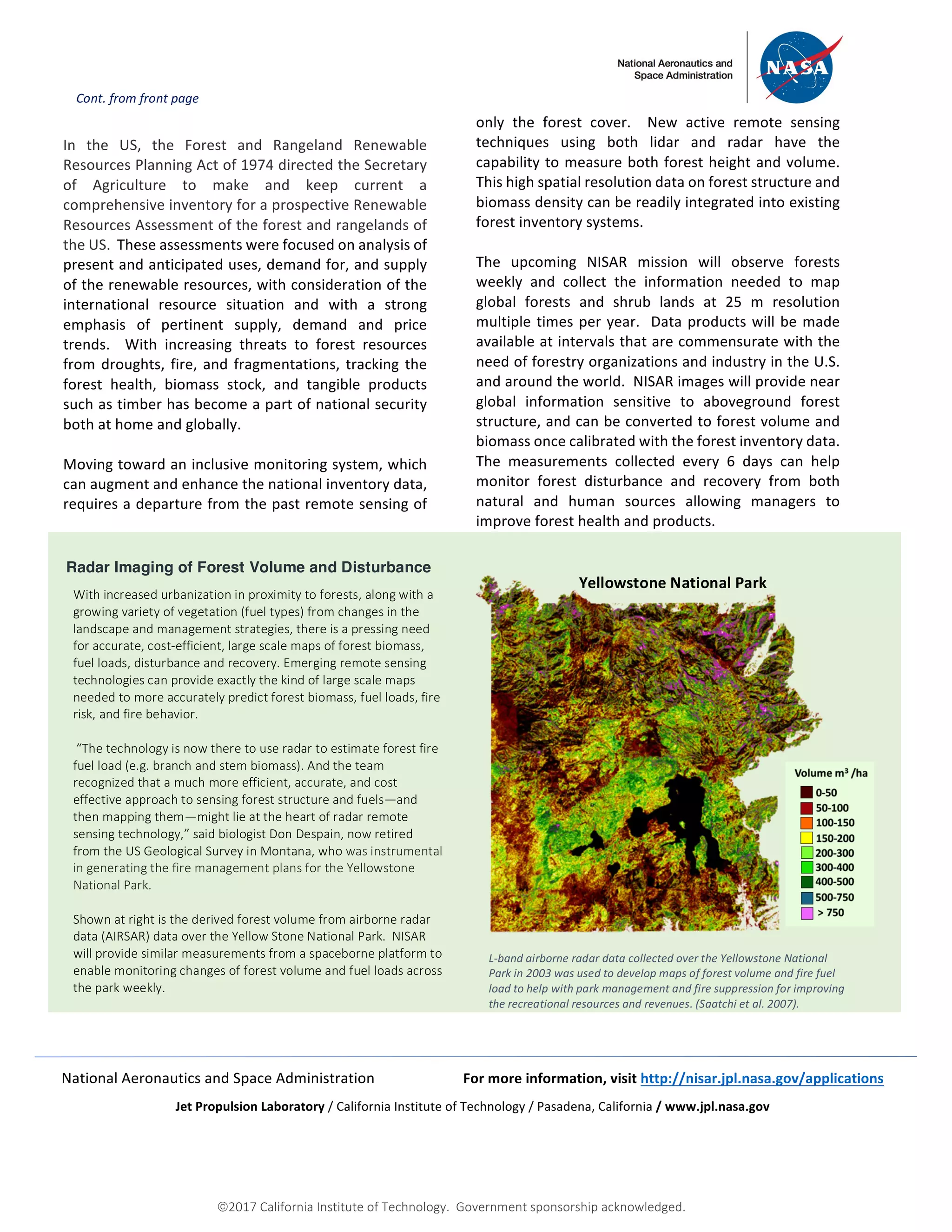 NISAR NASA-ISRO Synthetic Aperture Radar (NISAR) Forest Resources | PDF