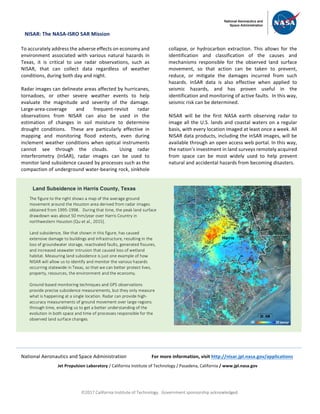 NISAR NASA-ISRO Synthetic Aperture Radar (NISAR) Hazards in Texas | PDF
