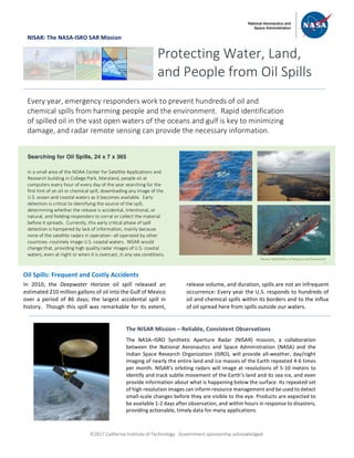 NISAR NASA-ISRO Synthetic Aperture Radar (NISAR) Oil Spills | PDF