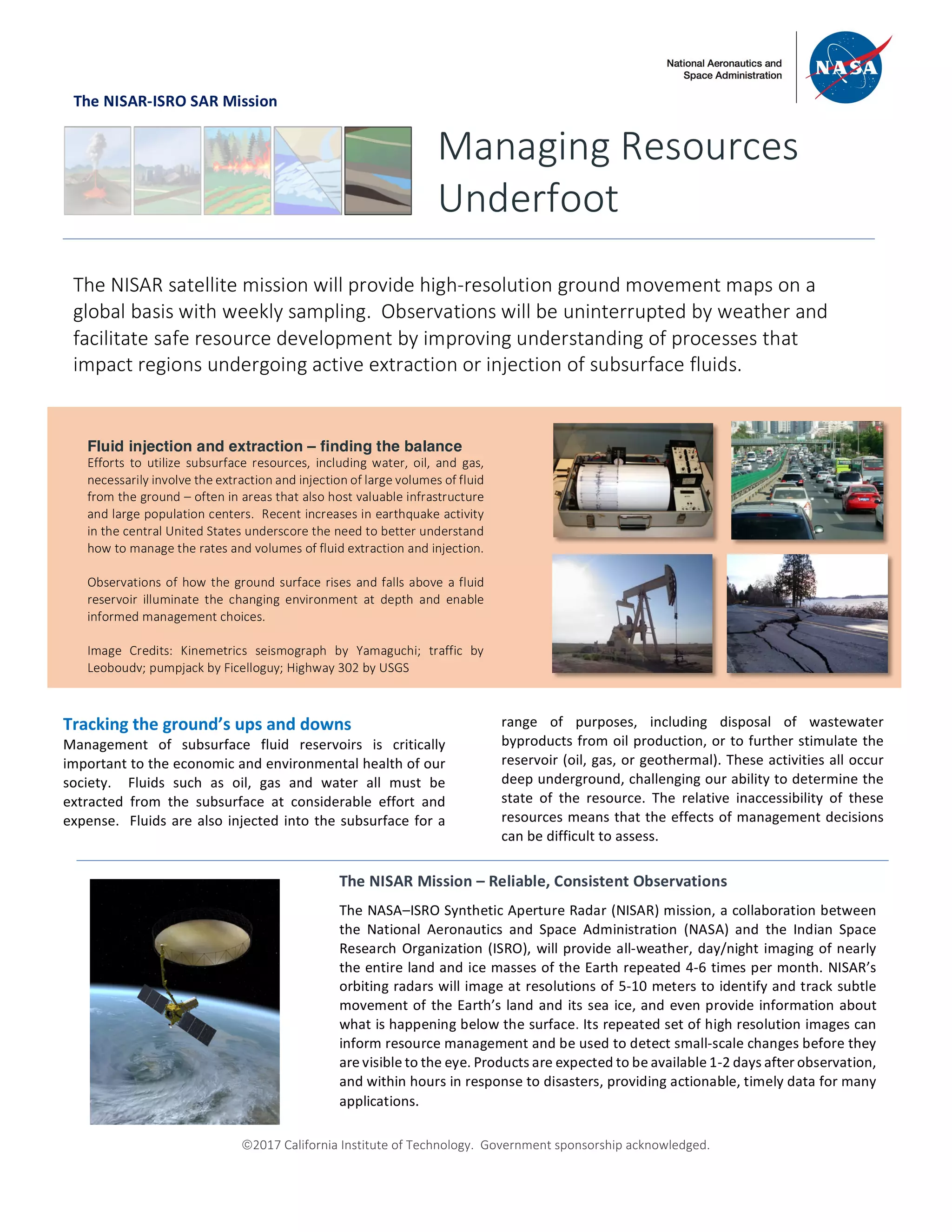 NISAR Oil, Gas, and Water Underground Reservoirs | PDF