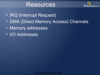 Network Implementation and Support Lesson 02 Managing Hardware Devices - Eric Vanderburg | PPT