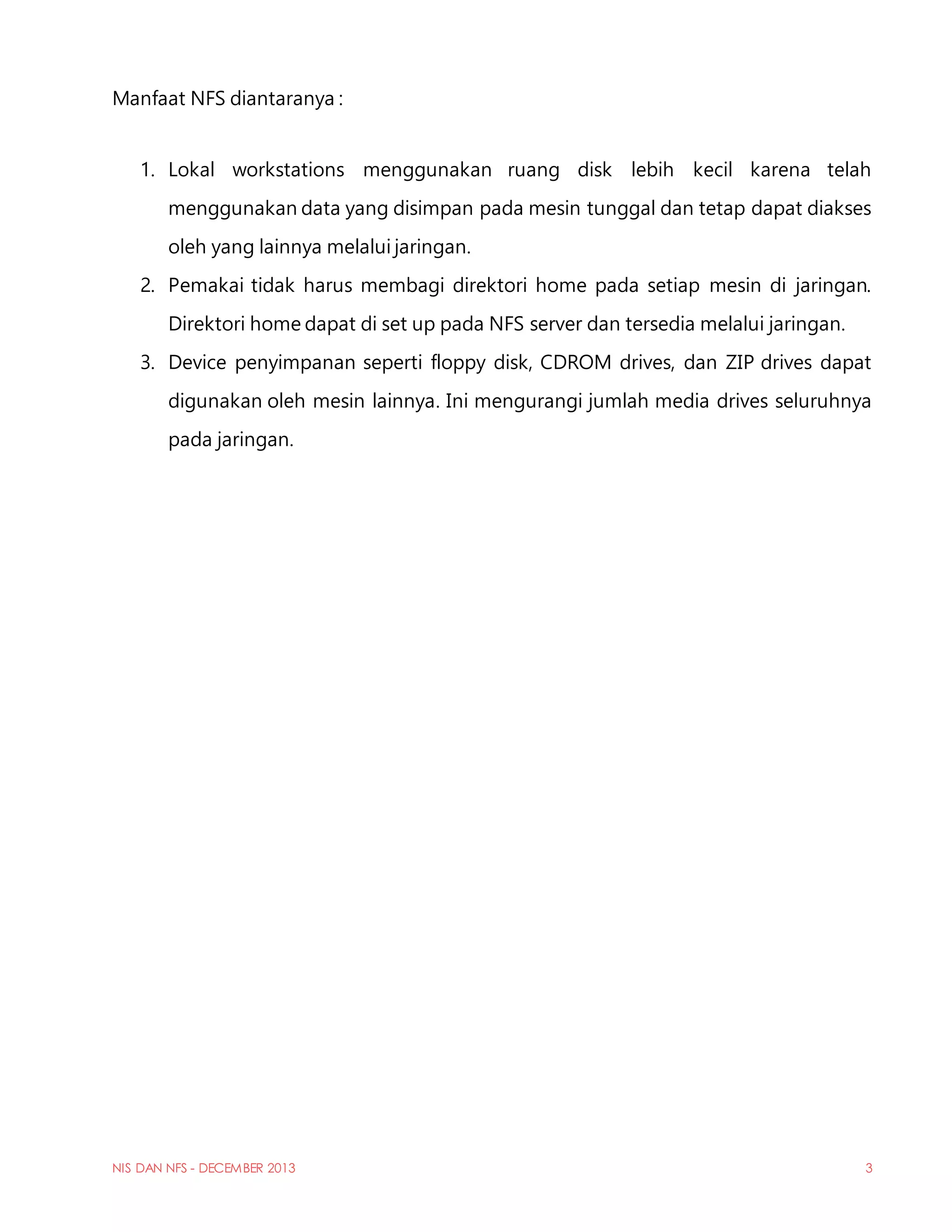 NIS (NETWORK INFORMATION SERVER) dan NFS (NETWORK FILE SYSTEM) | DOCX