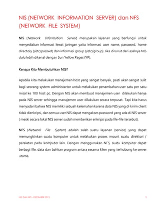 NIS (NETWORK INFORMATION SERVER) dan NFS (NETWORK FILE SYSTEM) | DOCX