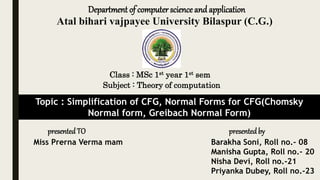 Theory of competition topic simplification of cfg, normal form of FG.pptx | Programming ...