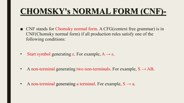 Theory of competition topic simplification of cfg, normal form of FG.pptx | Programming ...