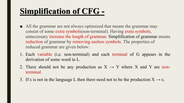 Theory of competition topic simplification of cfg, normal form of FG.pptx | Programming ...