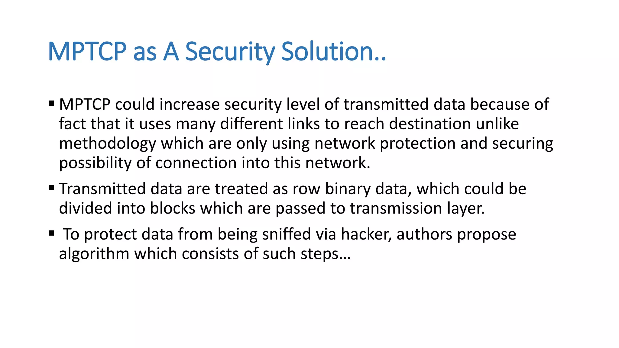 Multipath TCP as Security Solution | PPTX