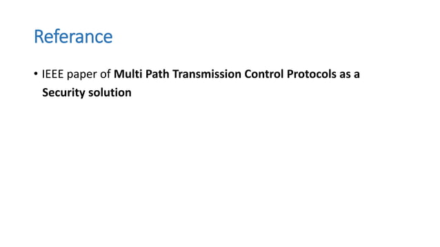 Multipath TCP as Security Solution | PPTX