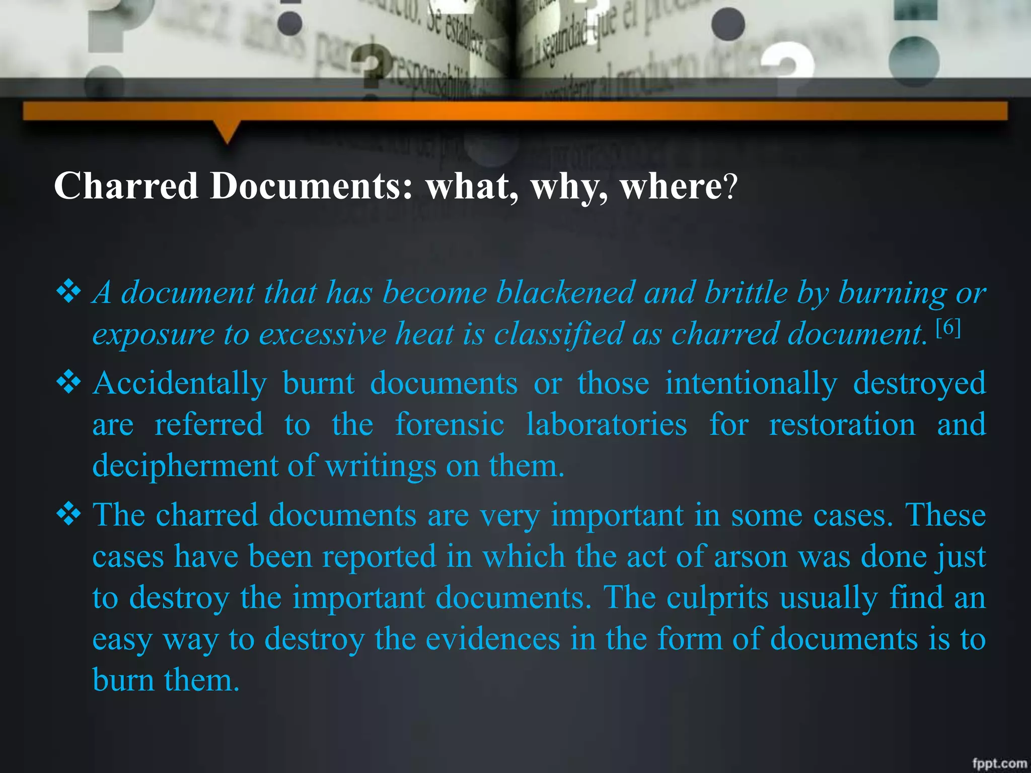 Charred documents | PPTX