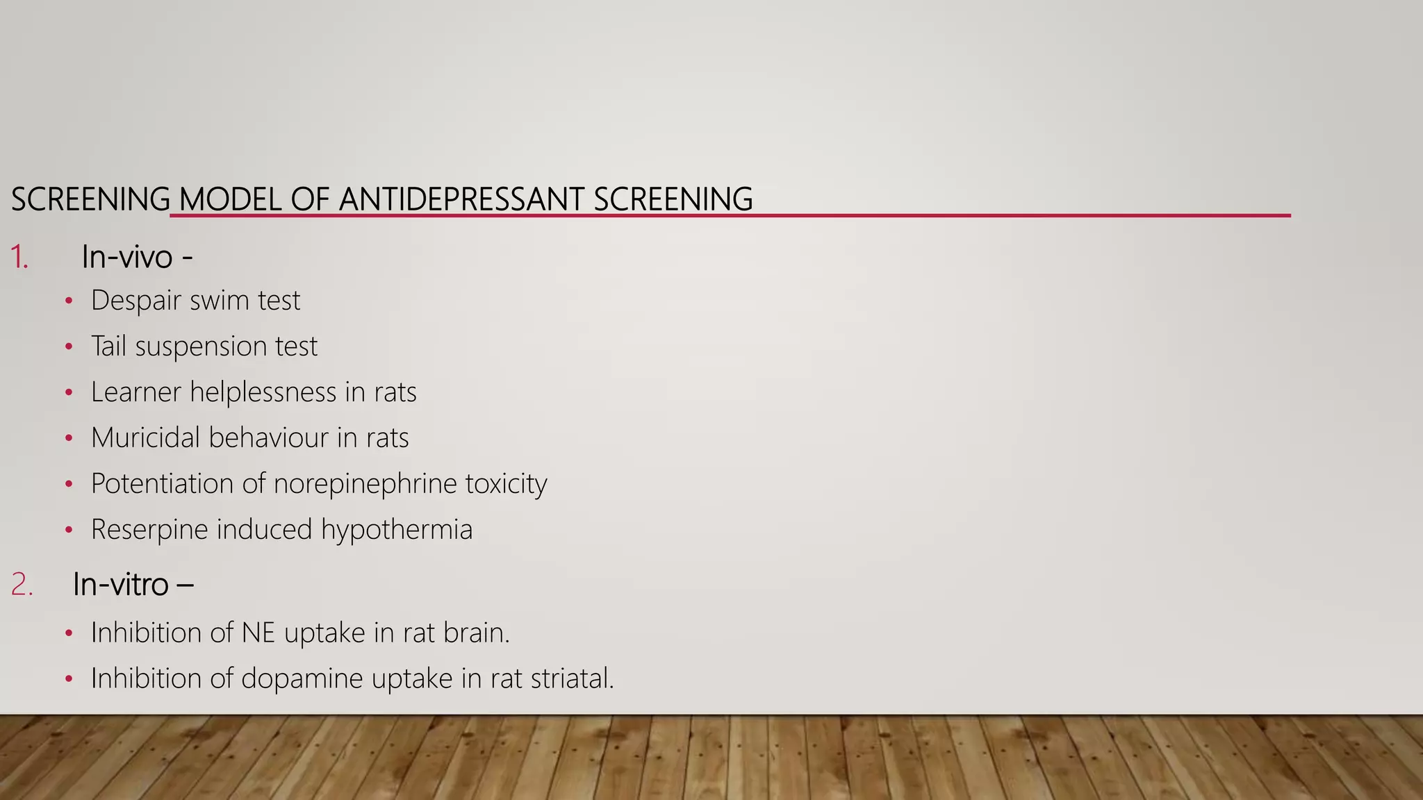Screening of antidepressant | PPTX
