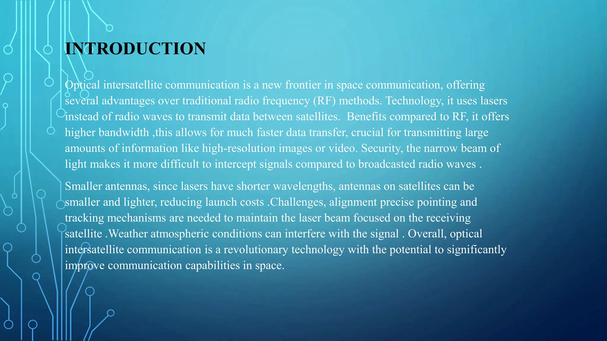 Optical inter satellite communication description | PPTX