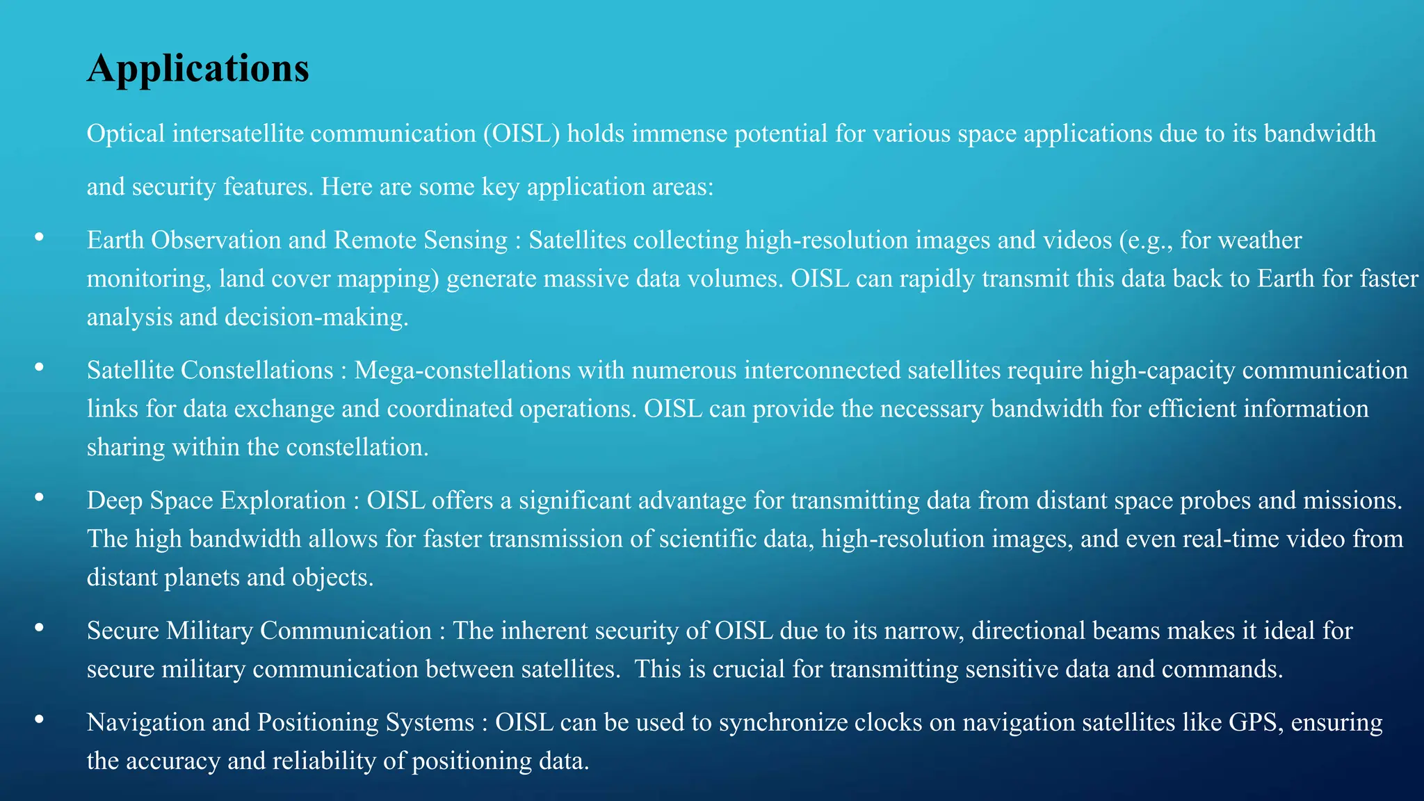 Optical inter satellite communication description | PPTX