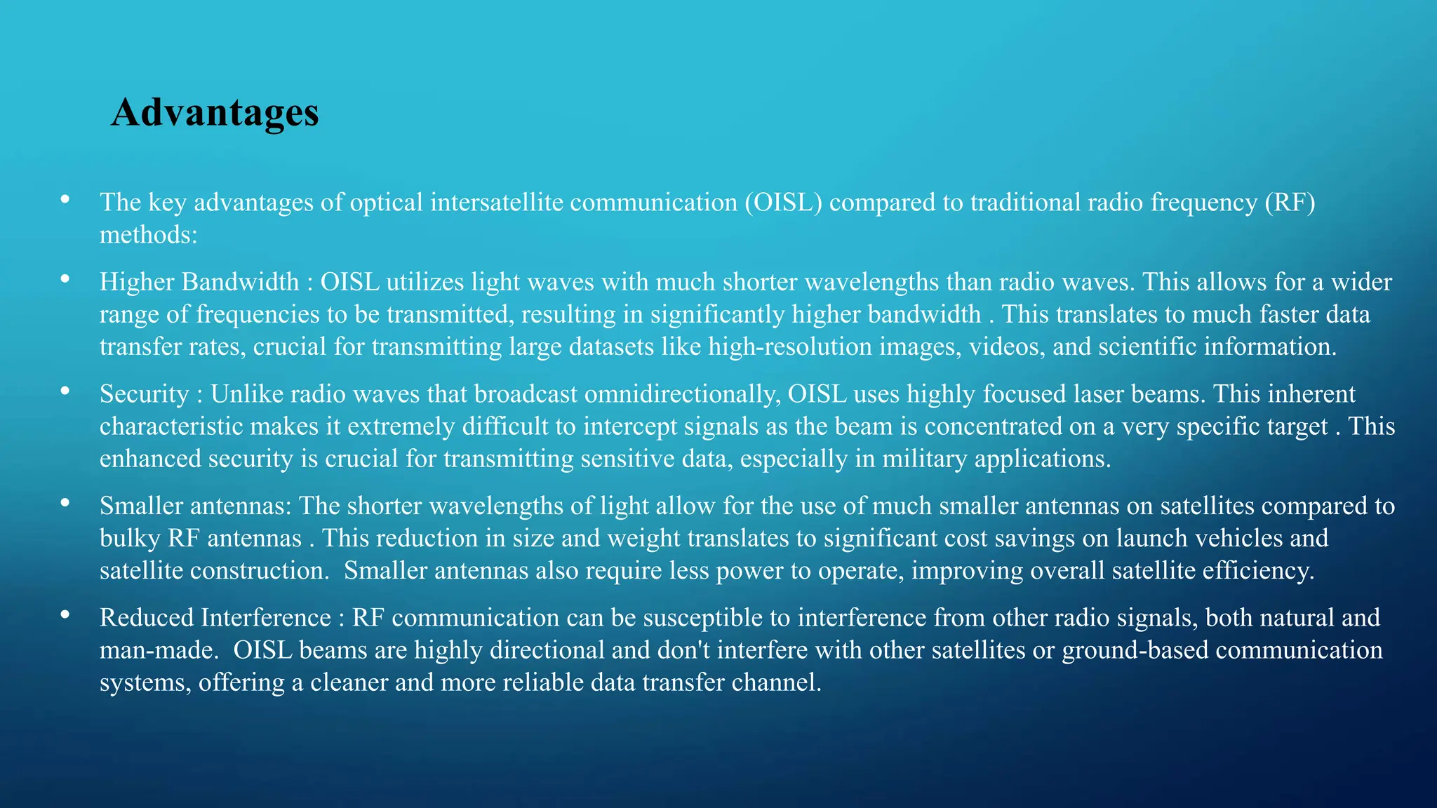 Optical inter satellite communication description | PPTX
