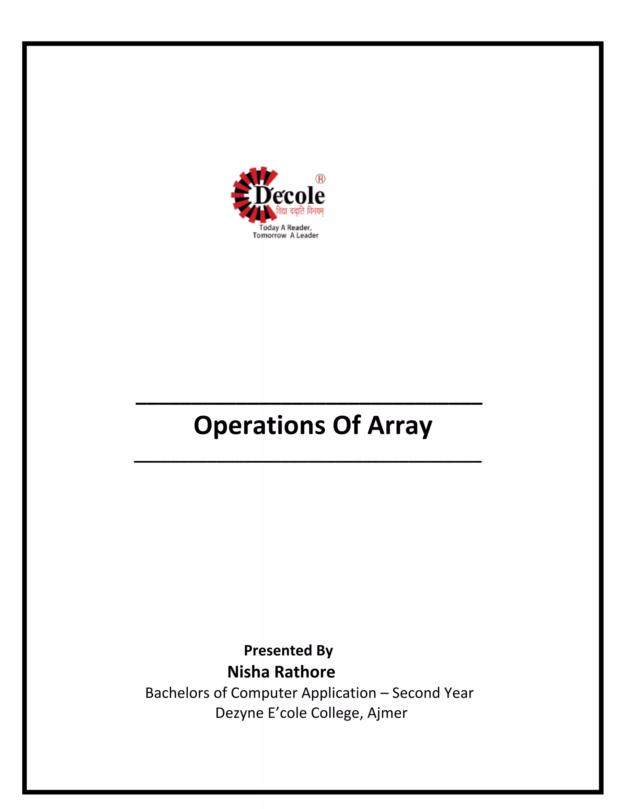 Nisha Rathore , BCA- 2 Year | PDF