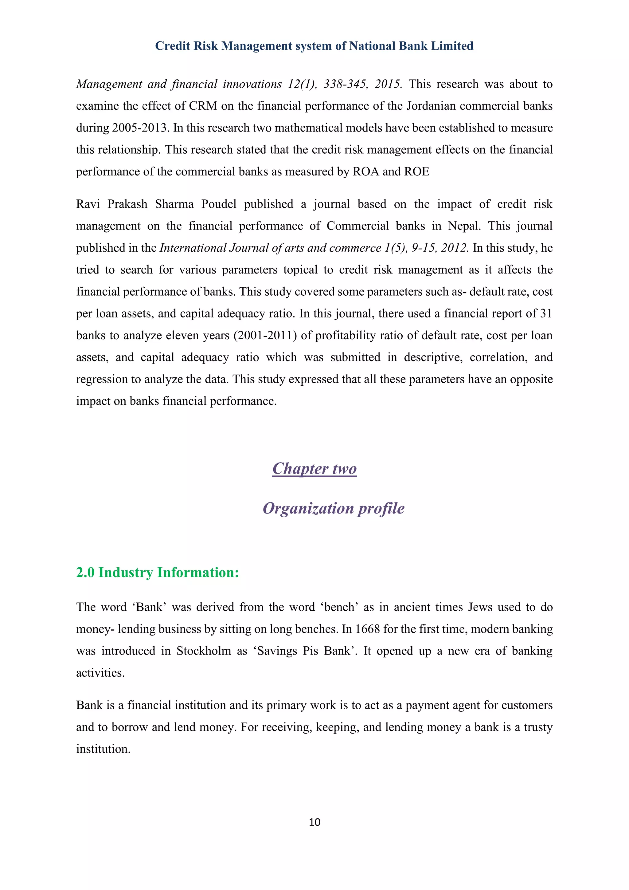 Report on Credit risk management | PDF