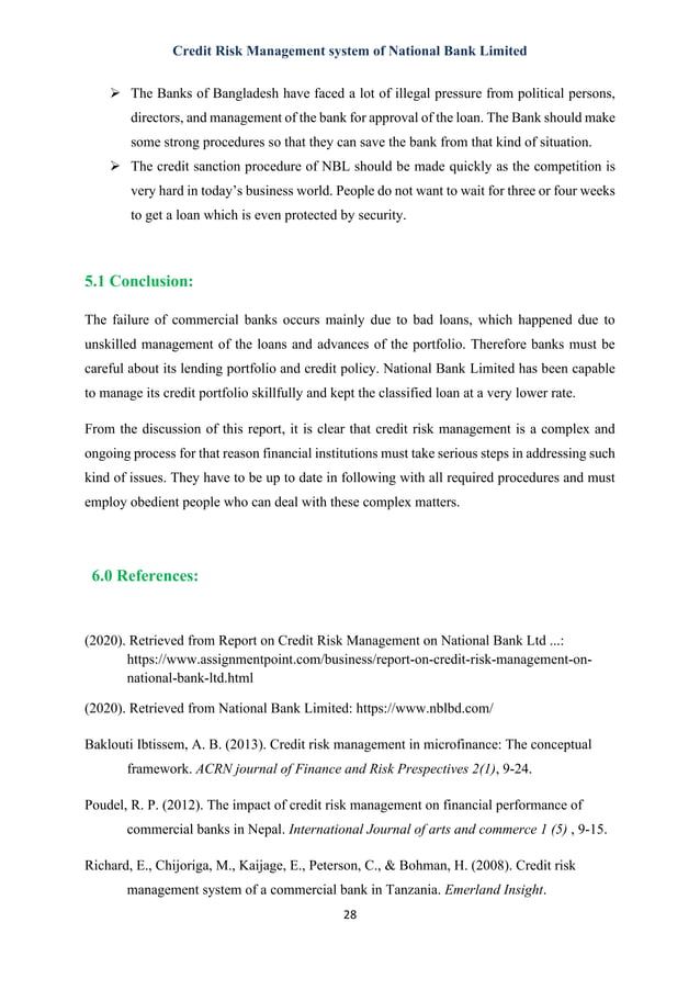 Report on Credit risk management | PDF