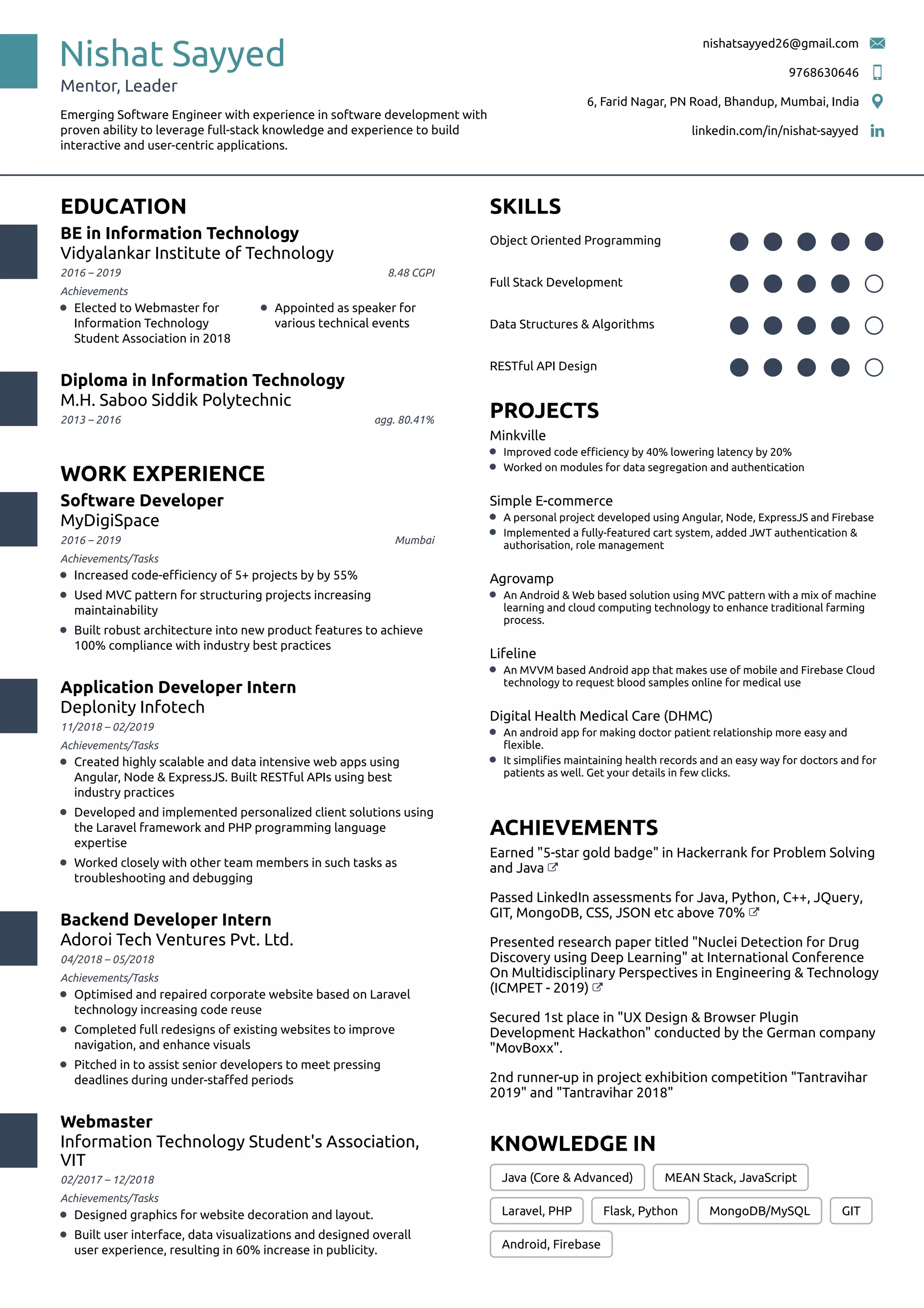 Nishat's Resume | PDF