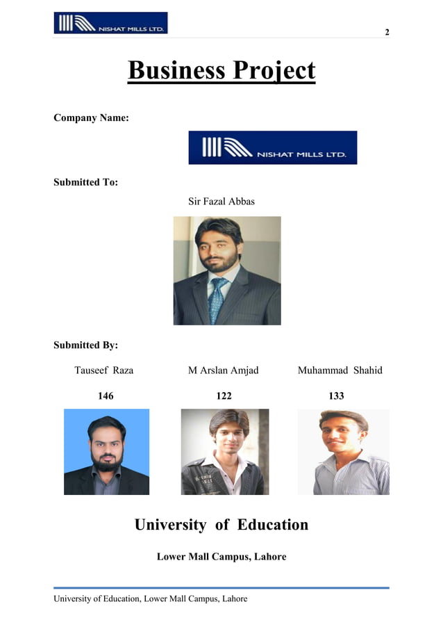 Business Project Report on Nishat Textile Mills Pakistan | PDF