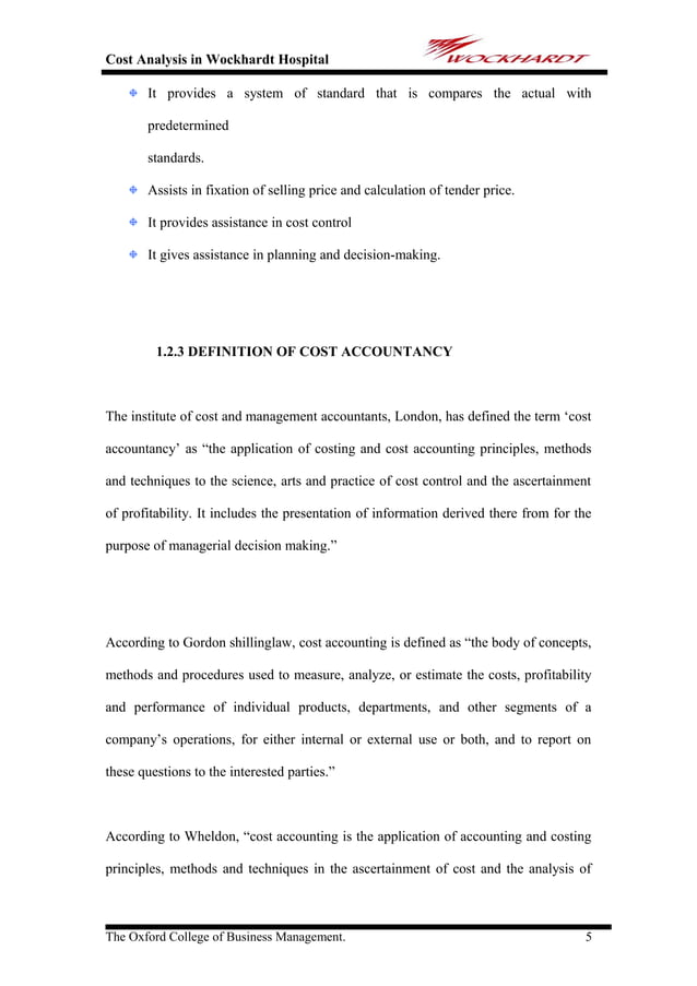 cost analysis of a hospital | DOC