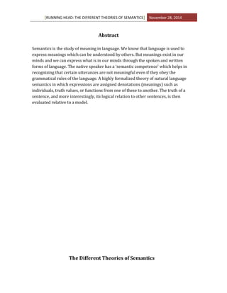 The Different Theories of Semantics | DOC