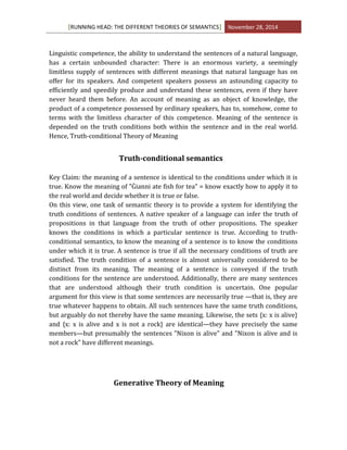 The Different Theories of Semantics | DOC