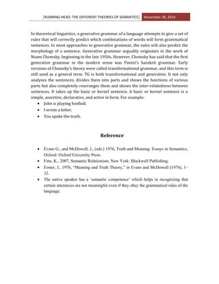 The Different Theories of Semantics | DOC