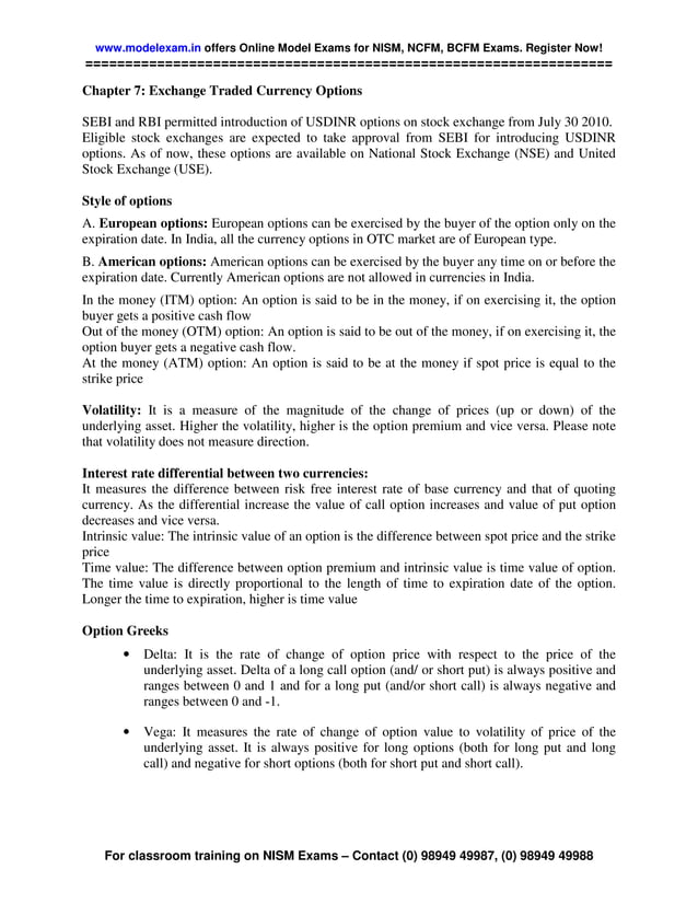 NISM Currency Derivatives Mock Test and Study Material | PDF